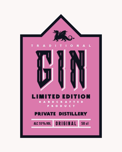 Template decorative label for gin Royalty Free Vector Image