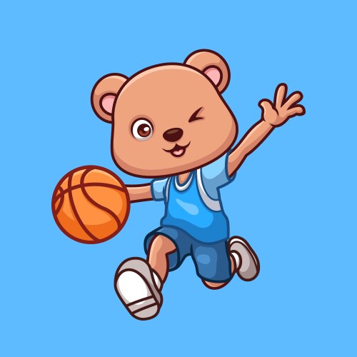 Basketball bear cute cartoon Royalty Free Vector Image