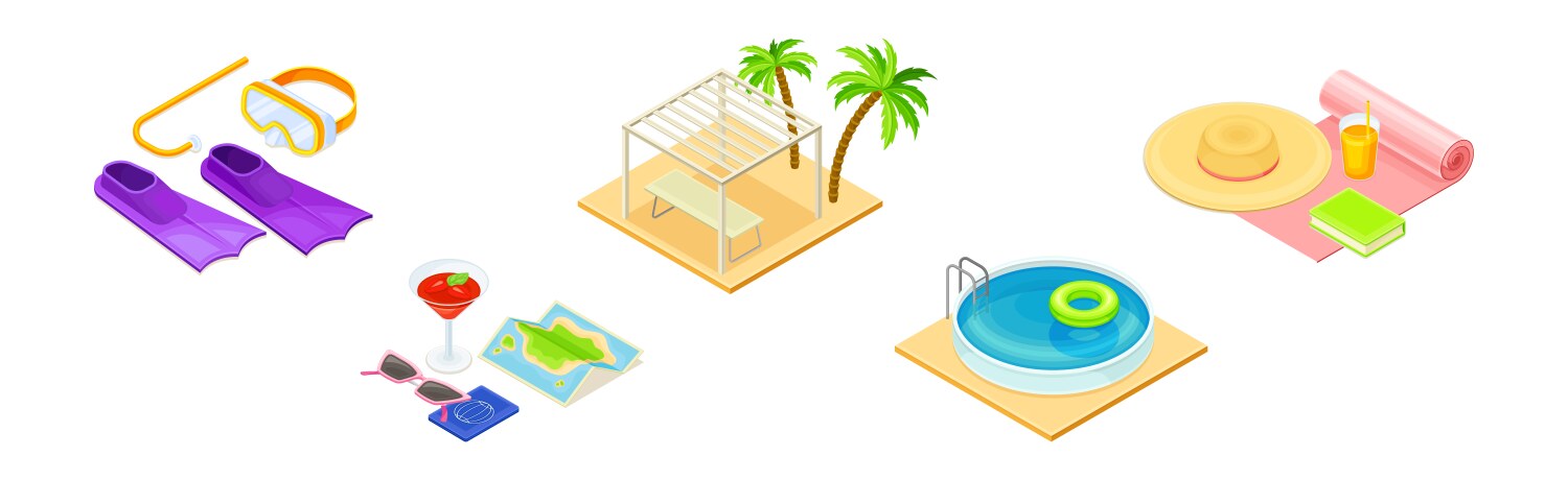 Beach resort and vacation isometric summer object Vector Image