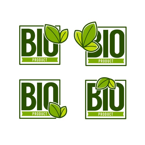 Organic eco logos with green leaves bio Royalty Free Vector
