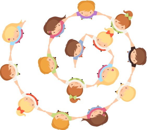 Kids dancing in circle holding hands cute Vector Image