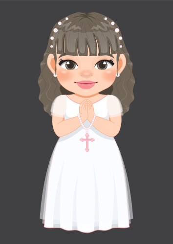 First communion concept with cute boy and girl Vector Image