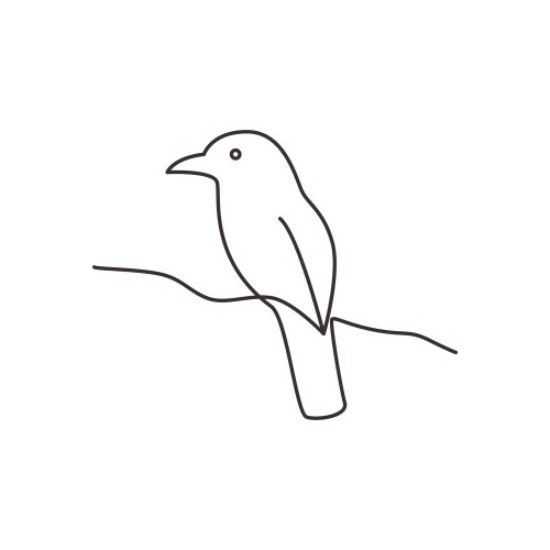 Blue bird line art icon logo Royalty Free Vector Image