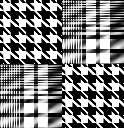 Houndstooth plaid pattern patchwork fabric swatch Vector Image