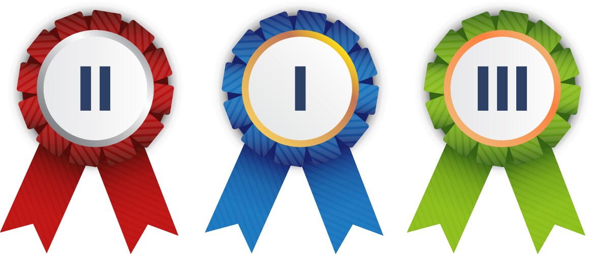 Set of badges with two ribbon Royalty Free Vector Image
