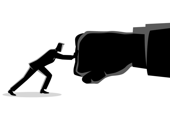 Businessman holding a giant punch Royalty Free Vector Image