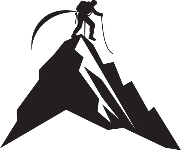 Peak pursuit mountain climber logo design Vector Image