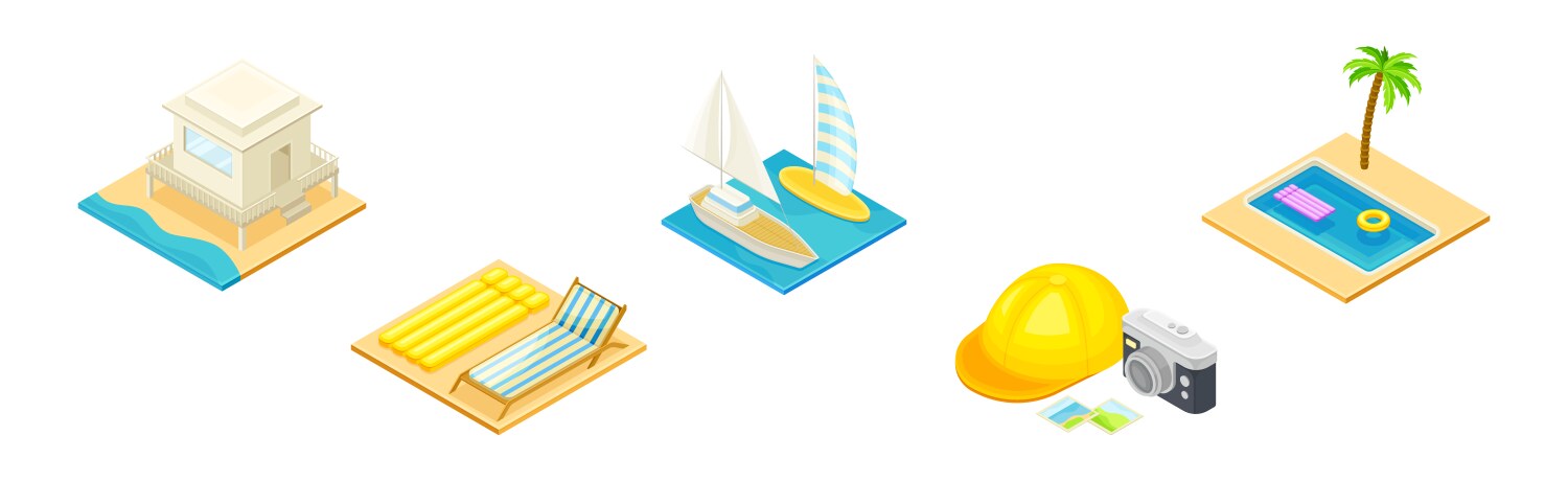 Beach resort and vacation isometric summer object Vector Image