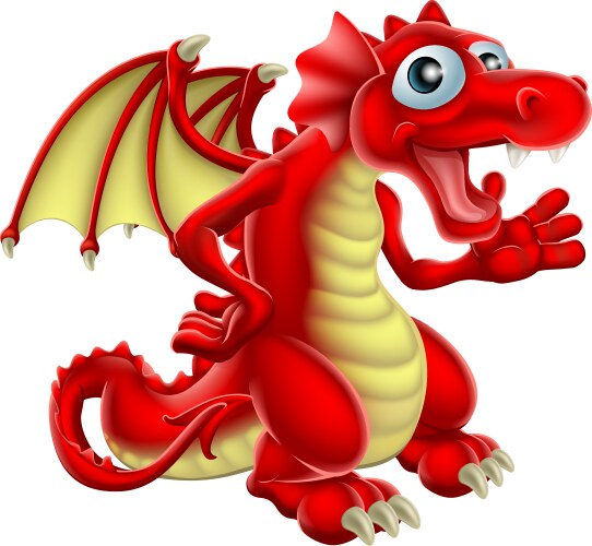 Little red dragon cartoon character funny animal Vector Image