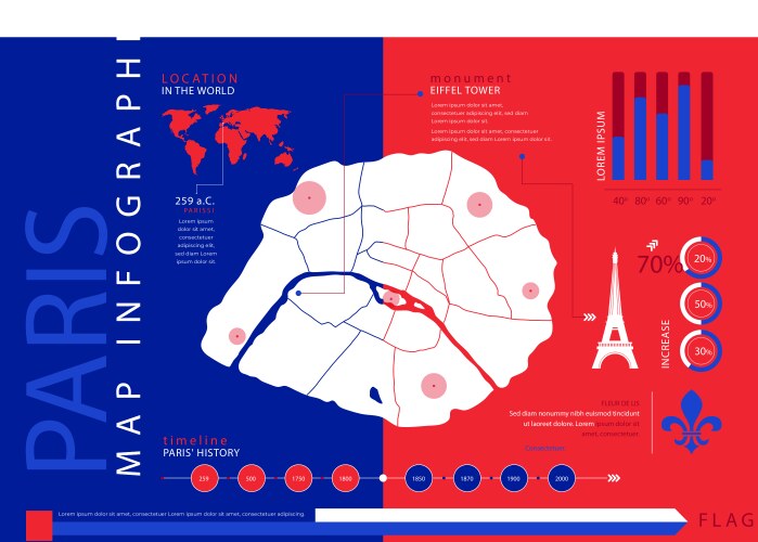 Paris map infographics Royalty Free Vector Image