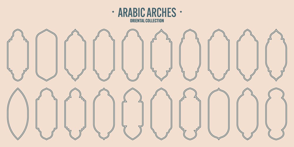 Islamic arch frame with arabic ornament Royalty Free Vector