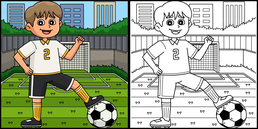 Male soccer player coloring page for kids Vector Image