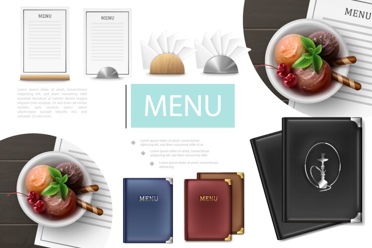 Realistic cafe menu covers template Royalty Free Vector