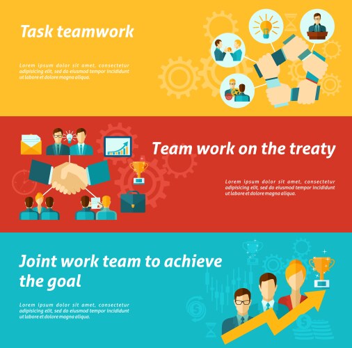 Teamwork banner set Royalty Free Vector Image - VectorStock
