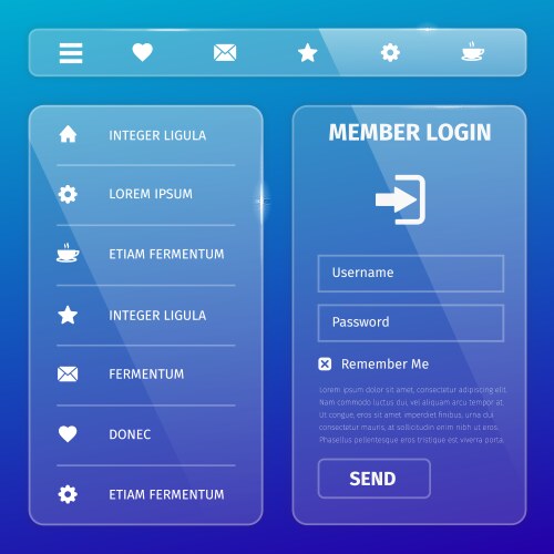 Blue mobile user interface design Royalty Free Vector Image