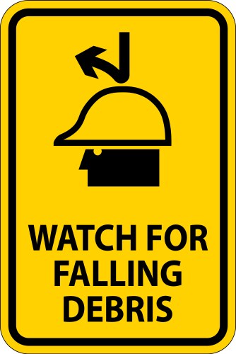 Danger sign workers above watch for falling Vector Image