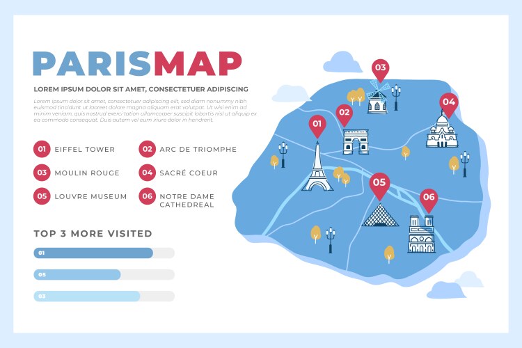 Paris map infographics Royalty Free Vector Image