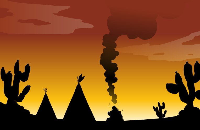 Tent house and fire Royalty Free Vector Image - VectorStock