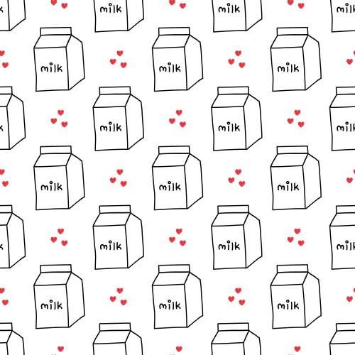 Milk Dairy Products Signs Seamless Pattern Vector Image