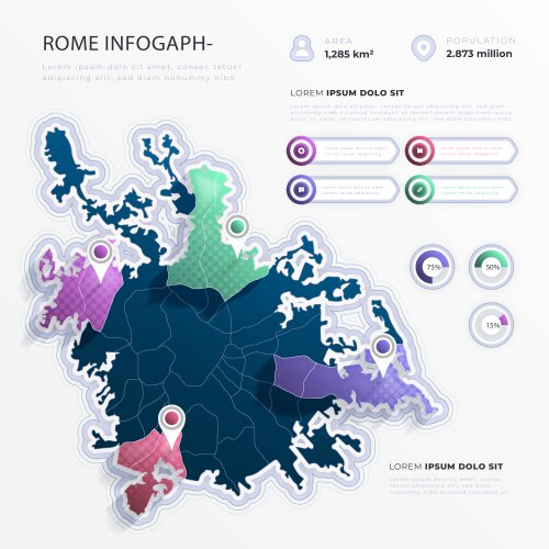 Gradient rome map infographics with chart Vector Image