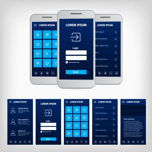 Blue mobile user interface design Royalty Free Vector Image Blue mobile user interface design Royalty Free Vector Image