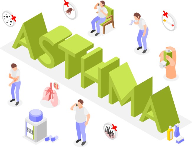 Asthma treatment respiratory health prevention Vector Image