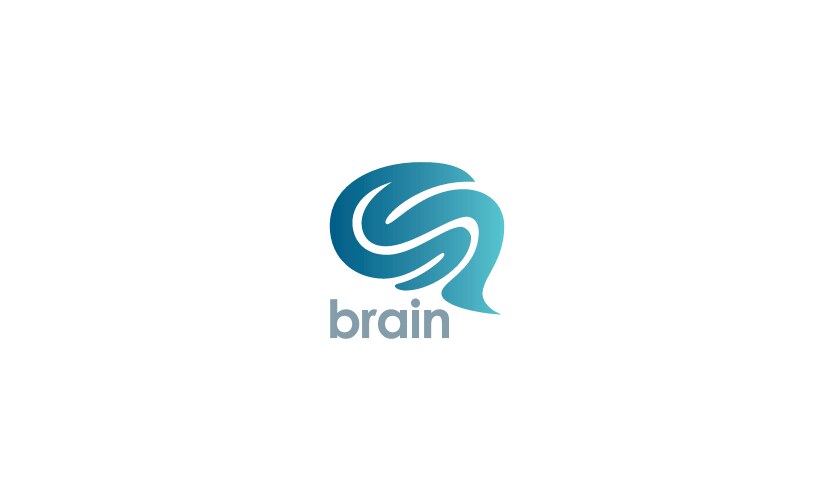 Brain head geek logo Royalty Free Vector Image
