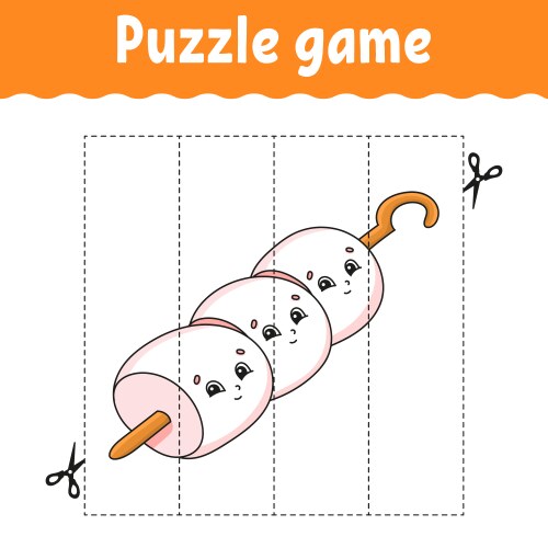 Puzzle game for kids cutting practice education Vector Image