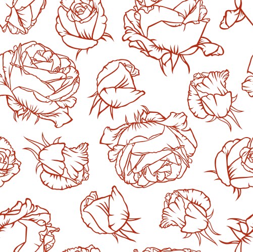 Big set rose flowers buds leaves and stems Vector Image