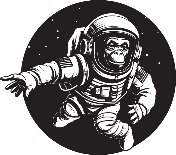Spacefaring simian explorer icon interstellar – Royalty-Free Vector ...