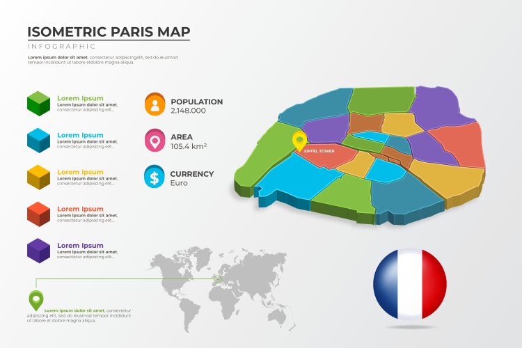 Paris map infographics Royalty Free Vector Image