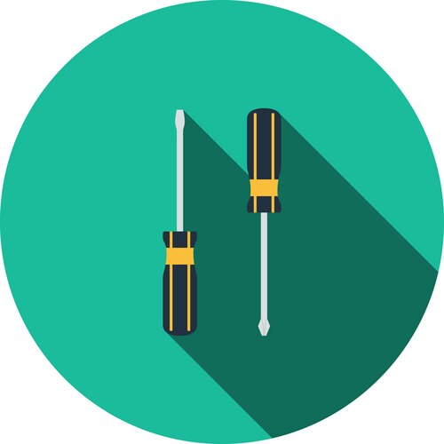 Flathead screwdriver on yellow Royalty Free Vector Image