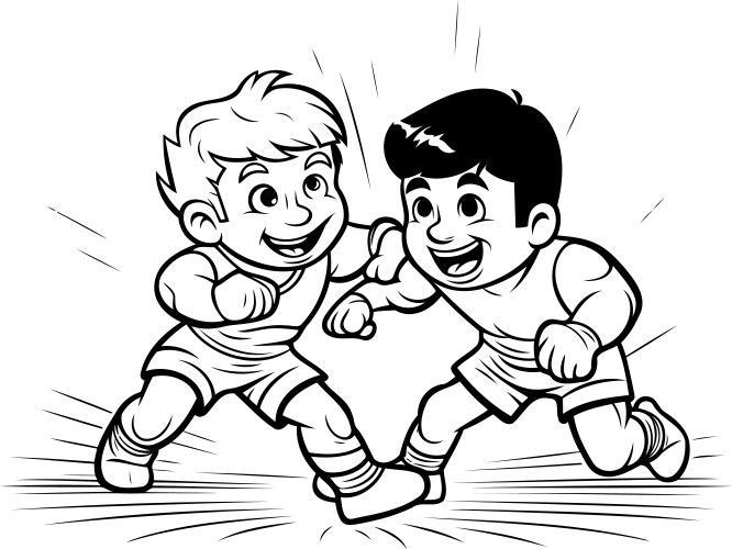 Two knights fighting with swords black and white Vector Image