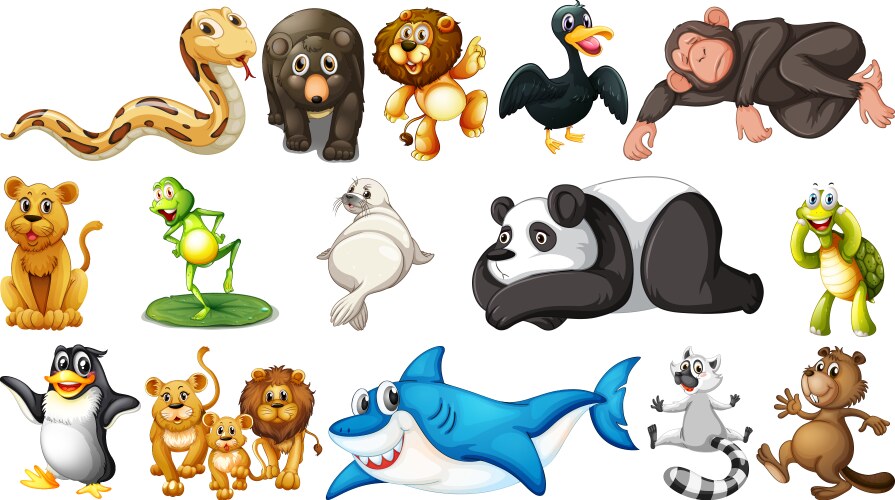Different wild animals on white background Vector Image