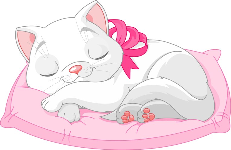 Cute white cat Royalty Free Vector Image - VectorStock