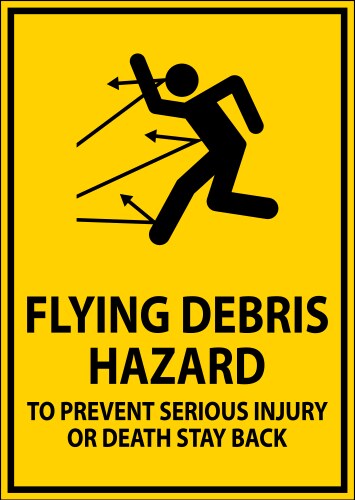 Danger sign flying debris hazard - to prevent Vector Image