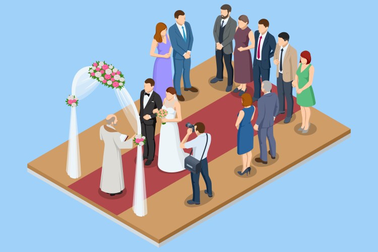 Wedding isometric flowchart Royalty Free Vector Image