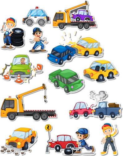 Cartoon transportation vehicle characters big set Vector Image