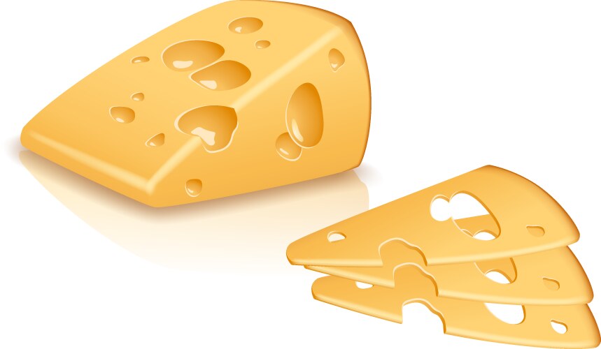 Round cheese block with cutted piece cartoon Vector Image
