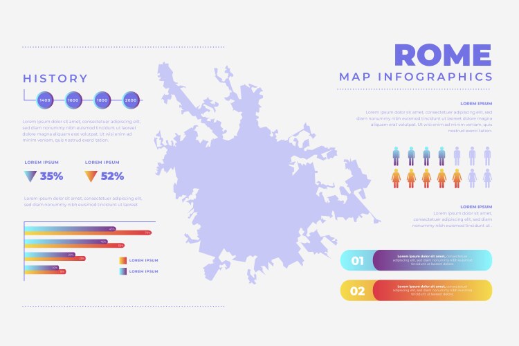 Gradient rome map infographics Royalty Free Vector Image