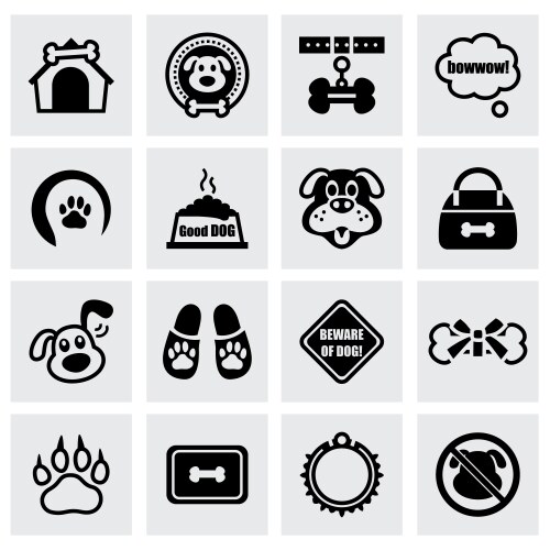 Dog paw prints buttons set Royalty Free Vector Image