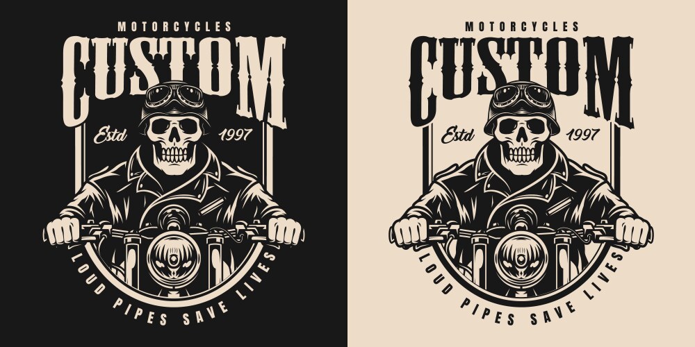 Custom motorcycle vintage monochrome emblem Vector Image