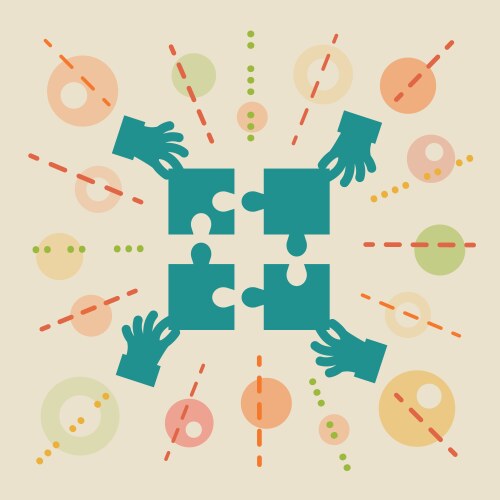 Teamwork gradient on violet Royalty Free Vector Image