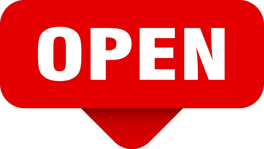 Open sticker sign on transparent background Vector Image