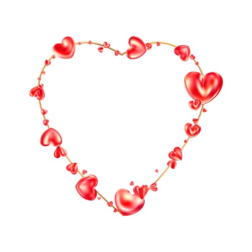 Red glossy realistic heart frame isolated Vector Image