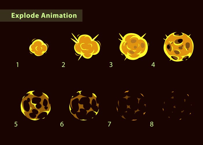 Fireball animation sprite sheet for game Vector Image