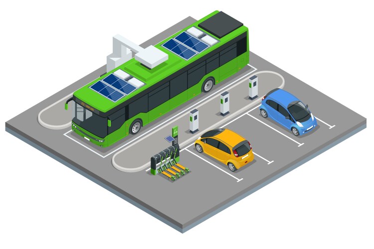 Isometric bus station terminal Royalty Free Vector Image