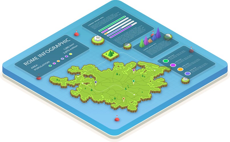 Gradient rome map infographics with chart Vector Image