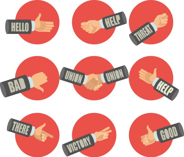 Hand gestures icon set 1 Royalty Free Vector Image