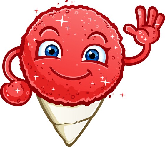 Blue snow cone cartoon character cheering Vector Image